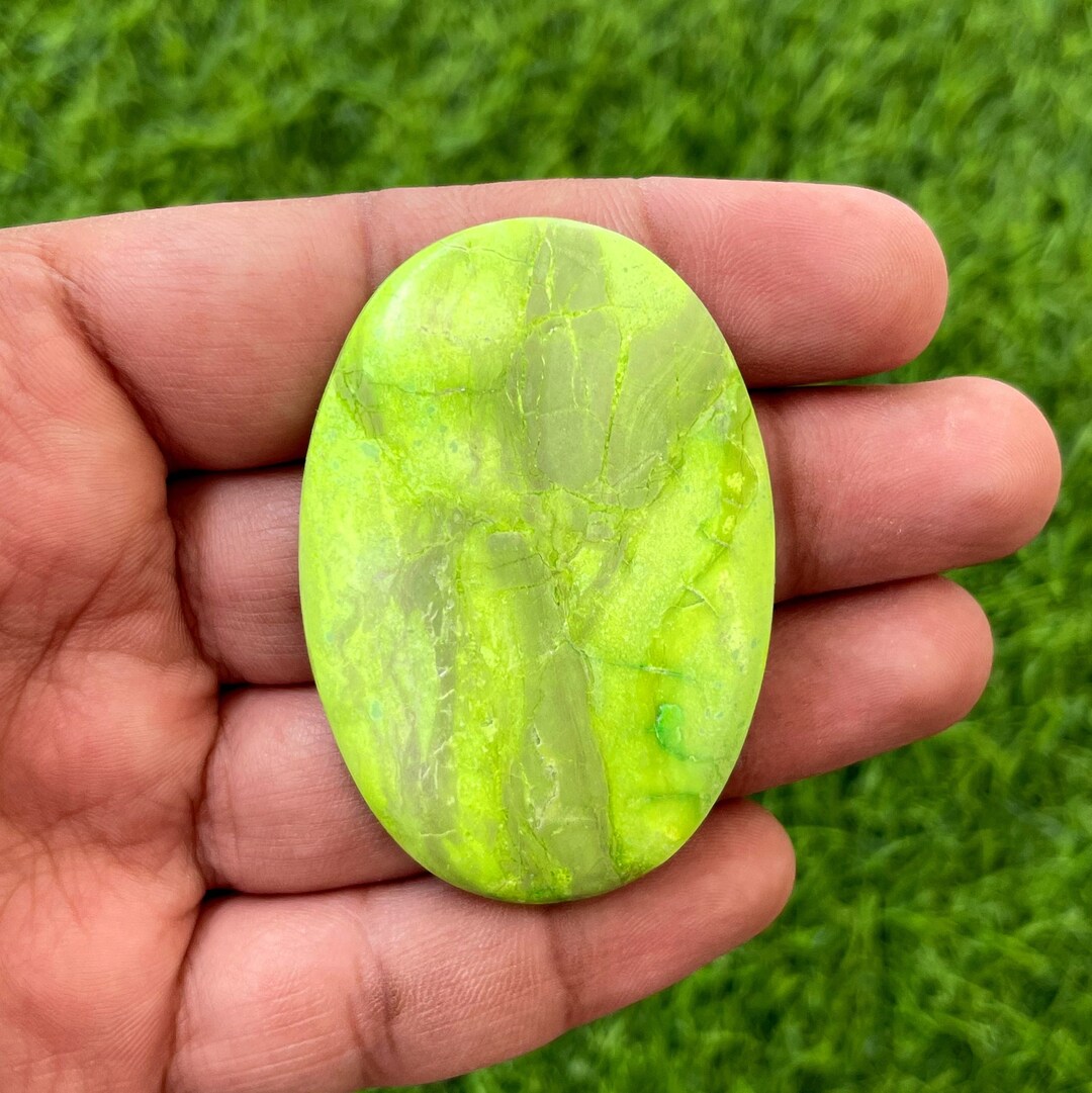 Large Gaspeite Cabochon Canada Australia Giant Apple Green Handmade ...