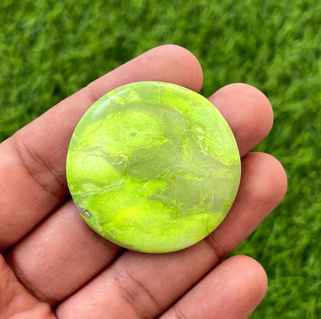 Large Gaspeite Cabochon Canada Australia Giant Apple Green Handmade ...