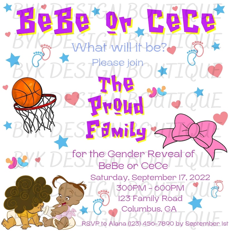 The Proud Family Gender Reveal White BG D.I.Y - Etsy Canada