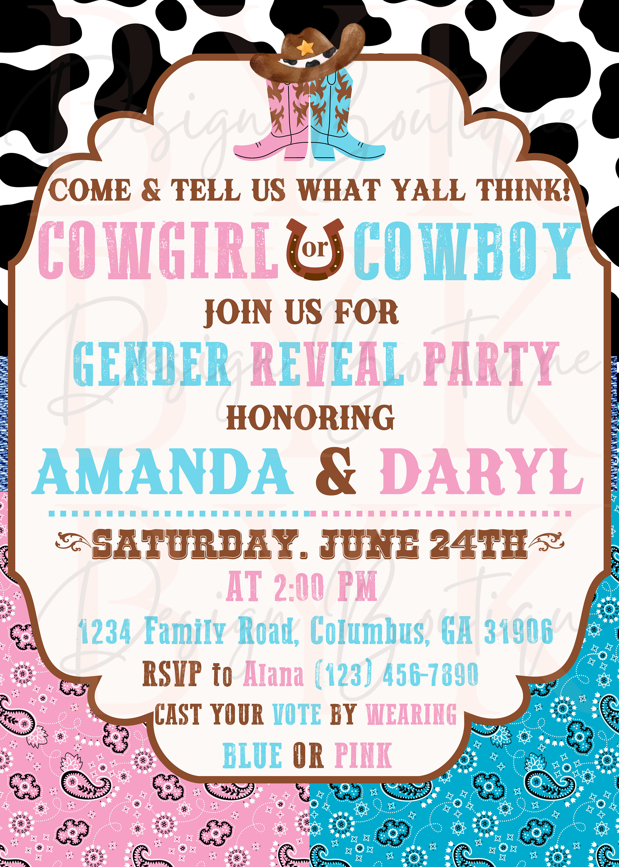 Cowboy or Cowgirl Gender Reveal D.I.Y - Etsy