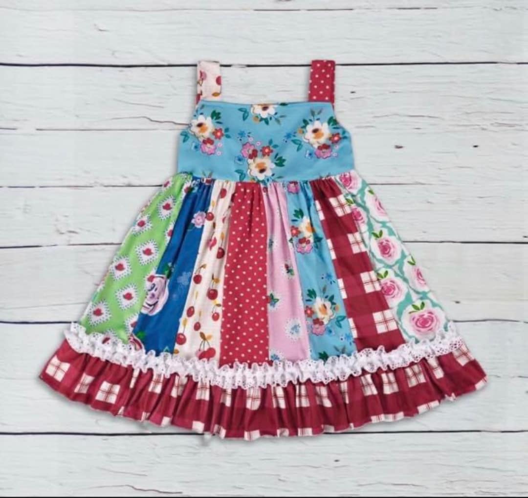 Patchwork Baby Girl Dress: Vintage Calico A-line Sundress - Etsy