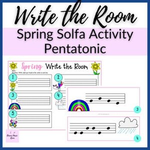 Pentatonic Spring Melody Write the Room for Sol Mi La Do Re Solfege ...