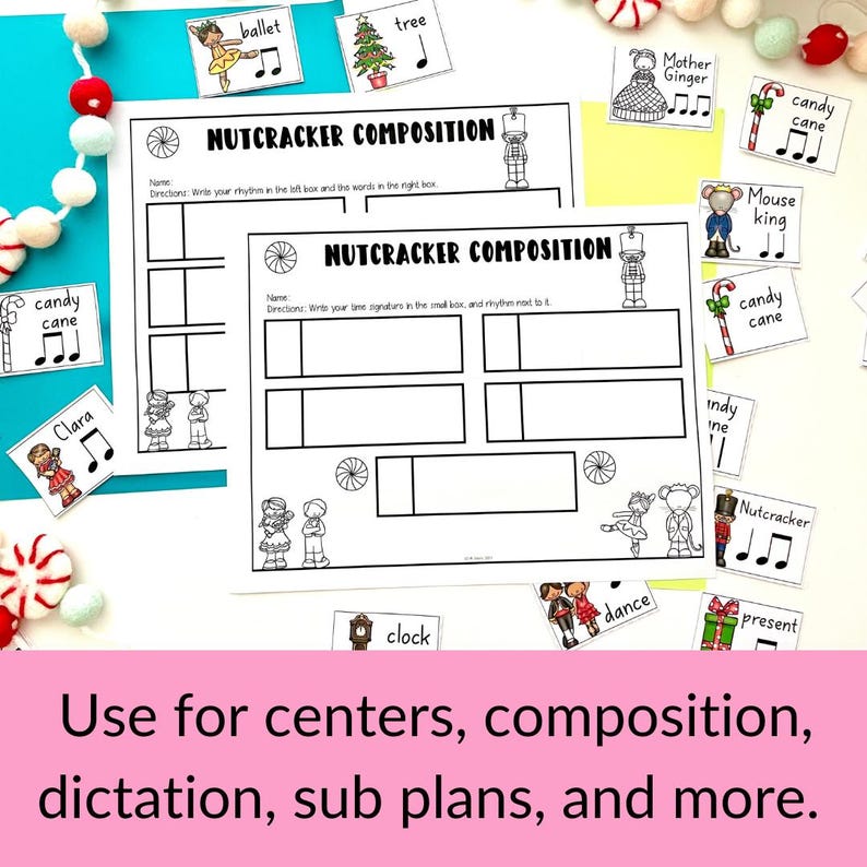 Nutcracker Ballet Printable Rhythm Manipulatives + Composition Activity ...