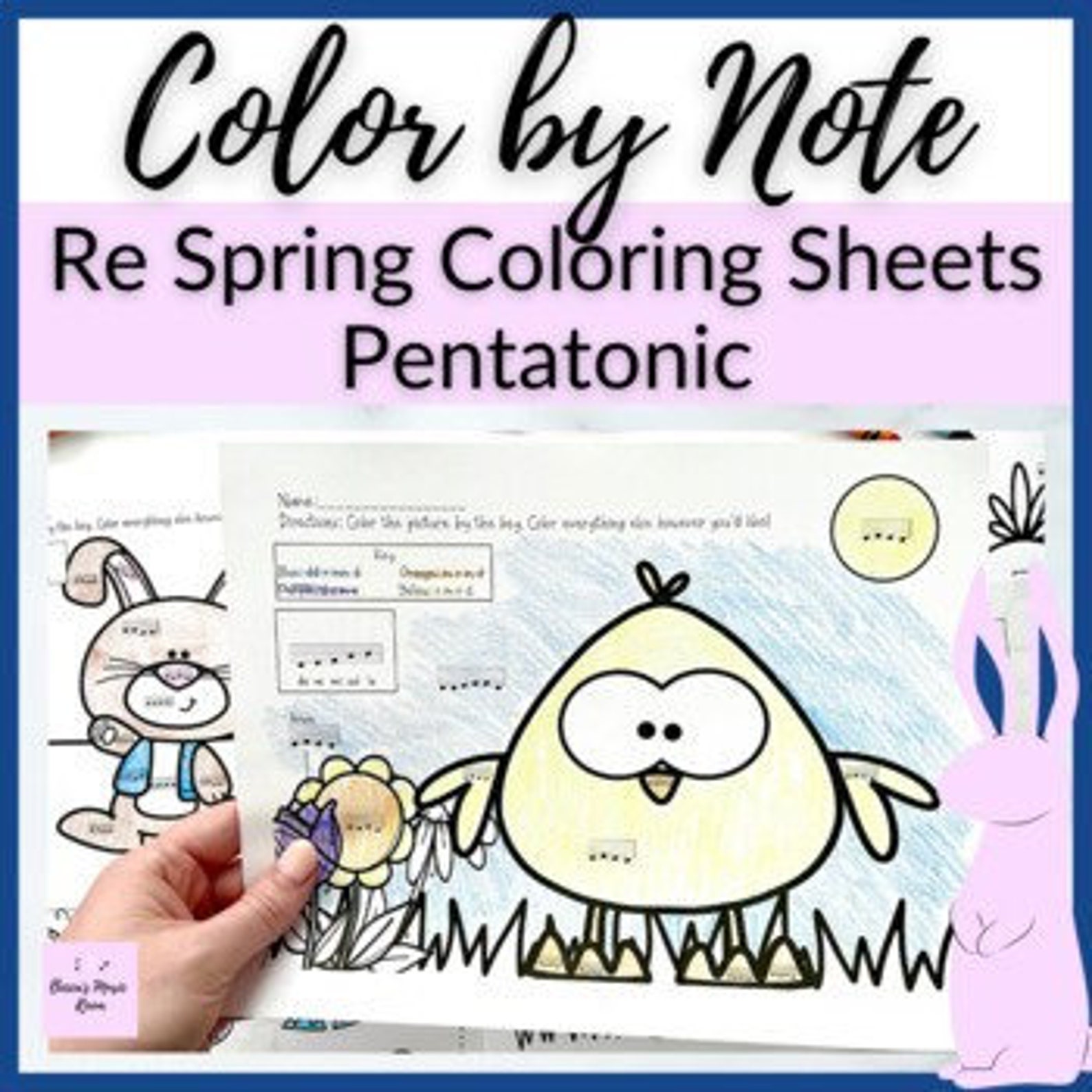 Pentatonic Spring Color by Note Worksheets // Re Solfege Coloring ...