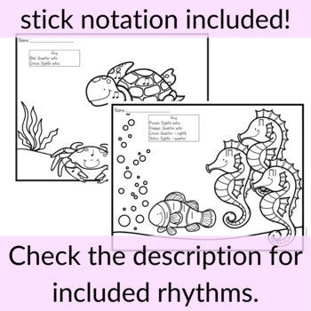 Ocean Rhythm Level 3 Color by Note for Syncopa , Dotted Half , Dotted ...