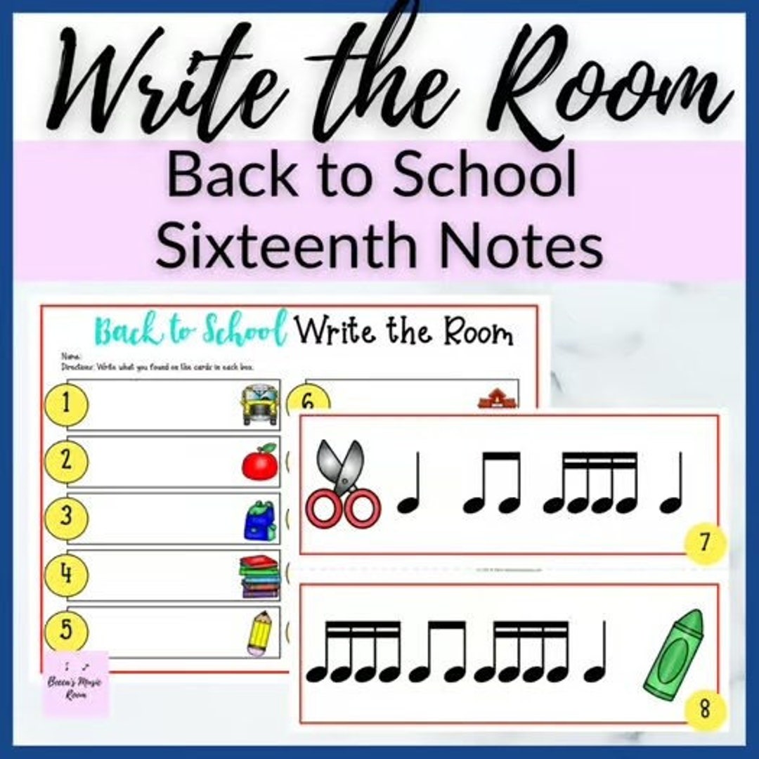 Sixteenth Notes Back to School Rhythm Write the Room for Piano Lessons ...