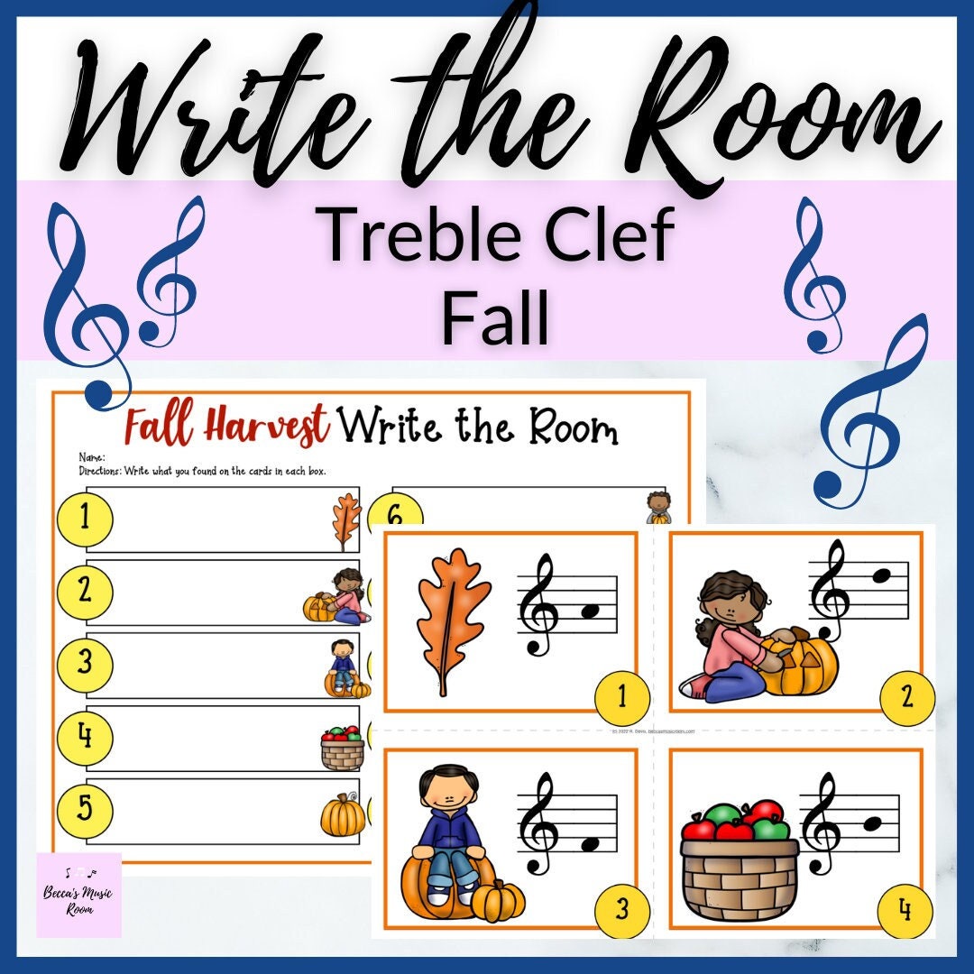 Fall Treble Clef Write the Room for Elementary Music Lessons ...