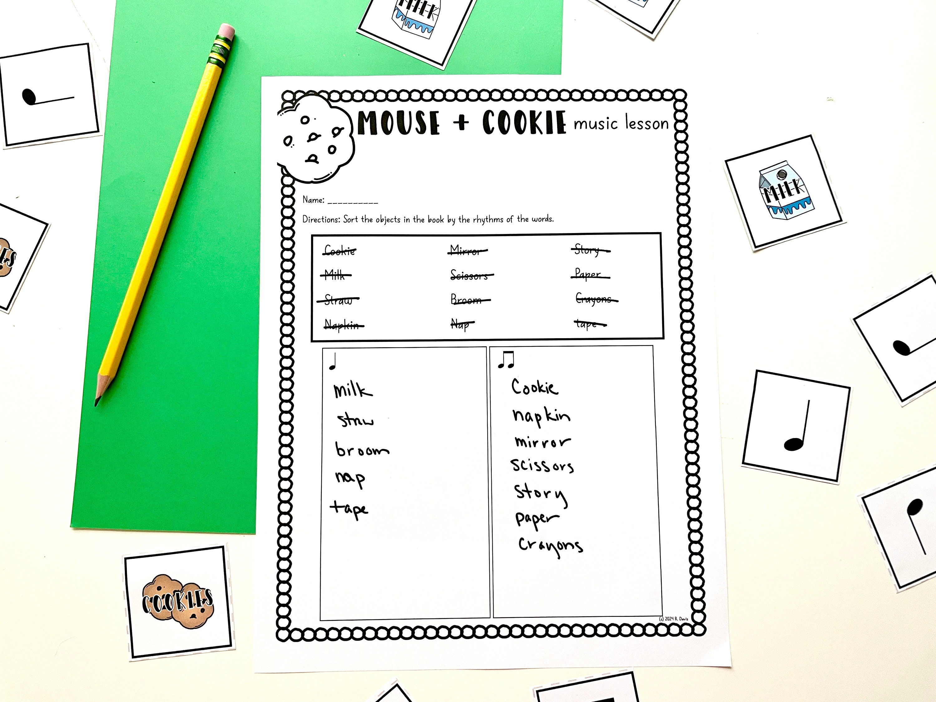 Mouse Cookie Rhythm and Composition Music Lesson for Quarter Notes ...