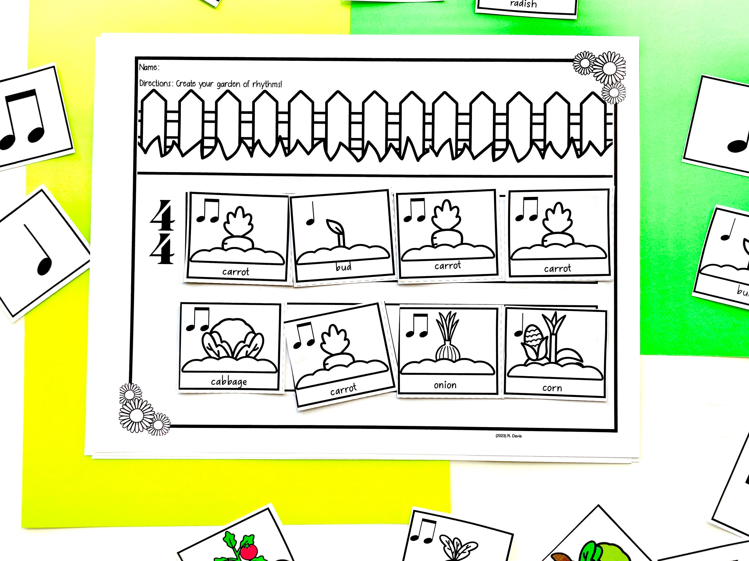 Vegetable Garden Printable Rhythm Manipulatives Composition Activity ...