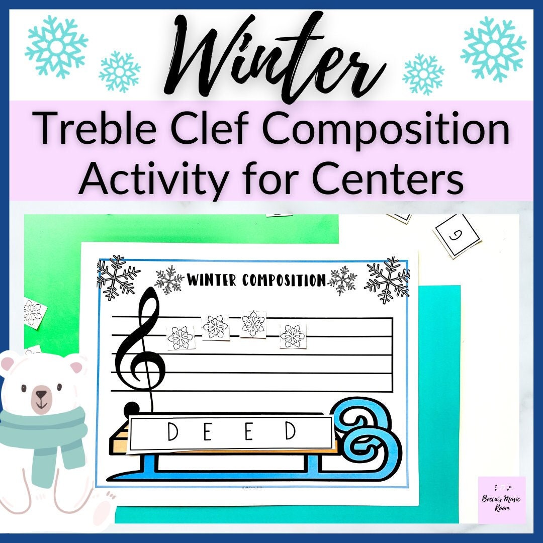 Winter Treble Clef Composition Activity for Elementary Music Centers ...