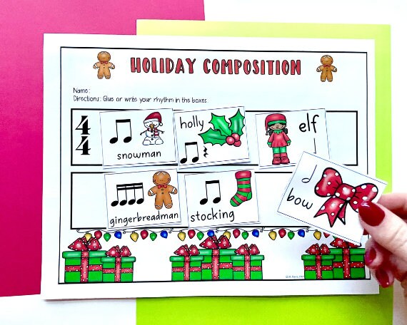 Christmas Printable Rhythm Manipulatives Composition Activity for Piano ...