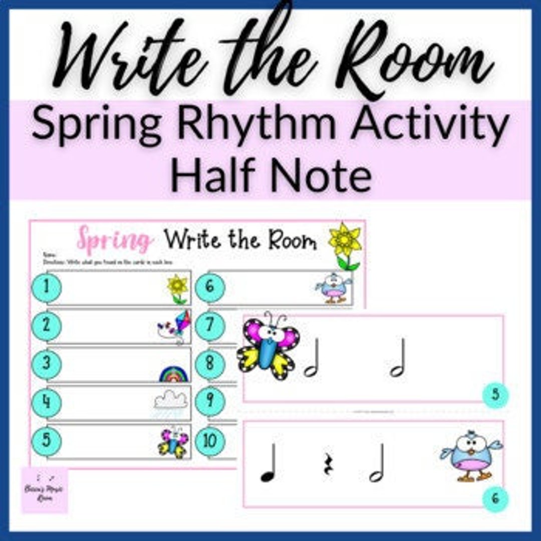 Spring Rhythm Write the Room for Half Note for Piano Lessons ...