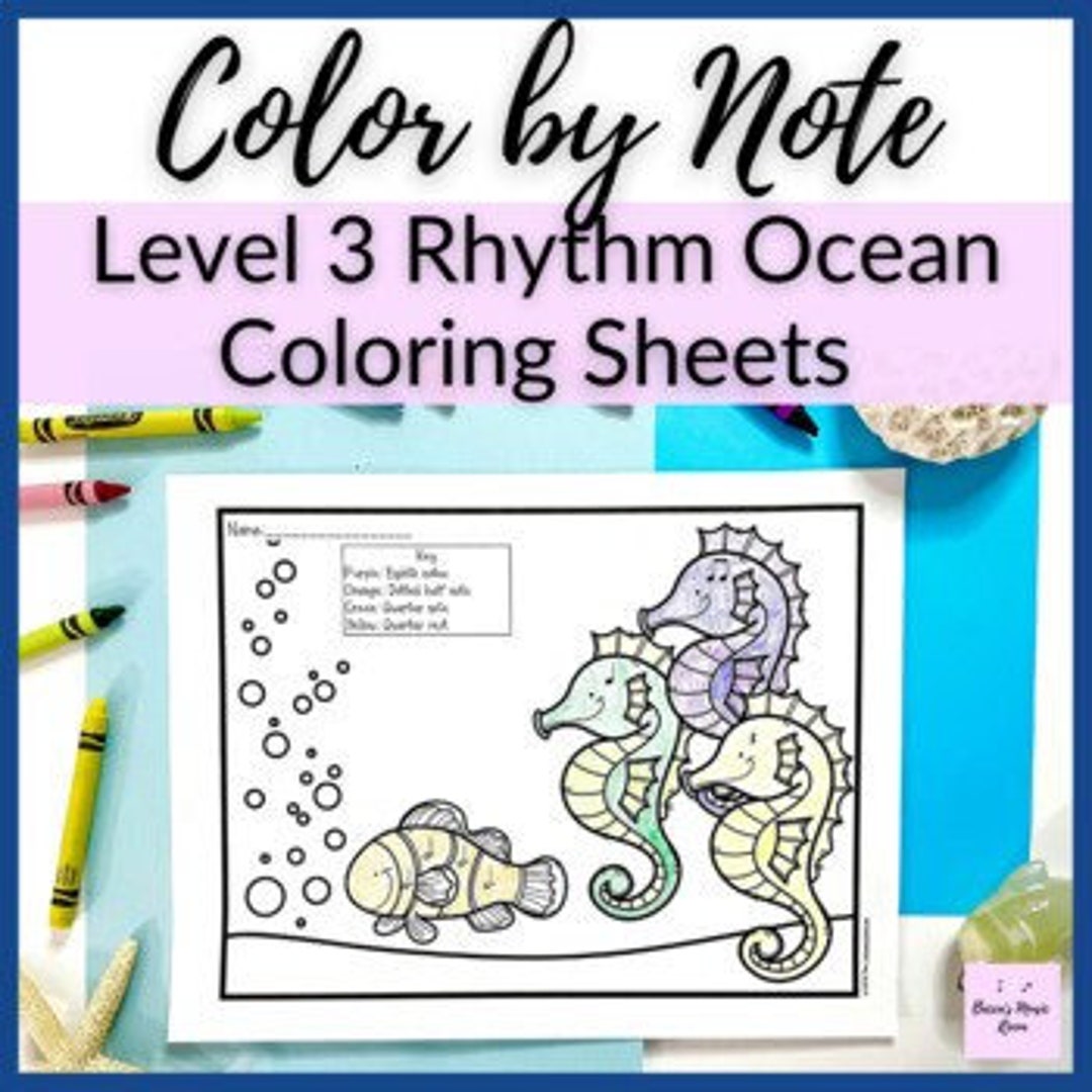 Ocean Rhythm Level 3 Color by Note for Syncopa , Dotted Half , Dotted ...