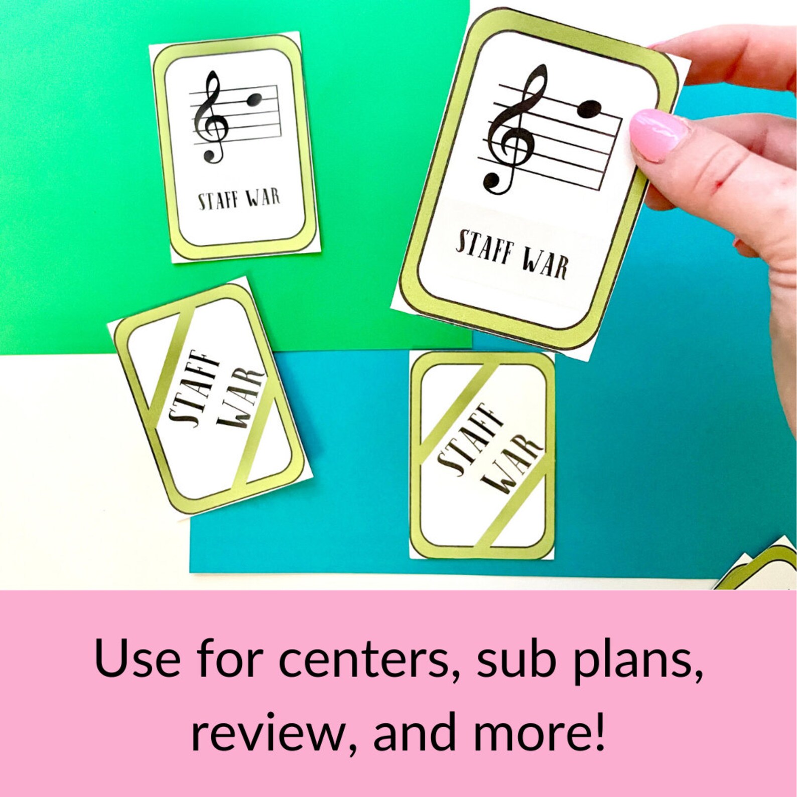 Treble Clef Staff War Music Card Game for Elementary Music Centers ...