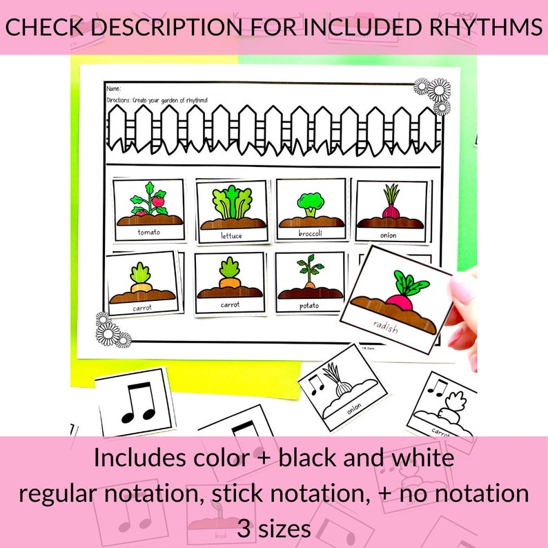 Vegetable Garden Printable Rhythm Manipulatives + Composition Activity ...