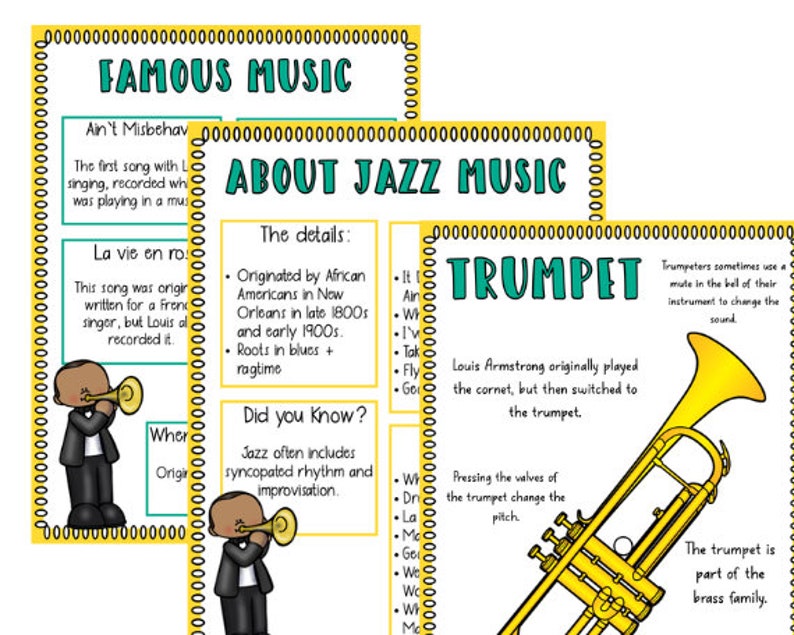 Louis Armstrong Printable Activities, Posters, Bulletin Board Set About ...