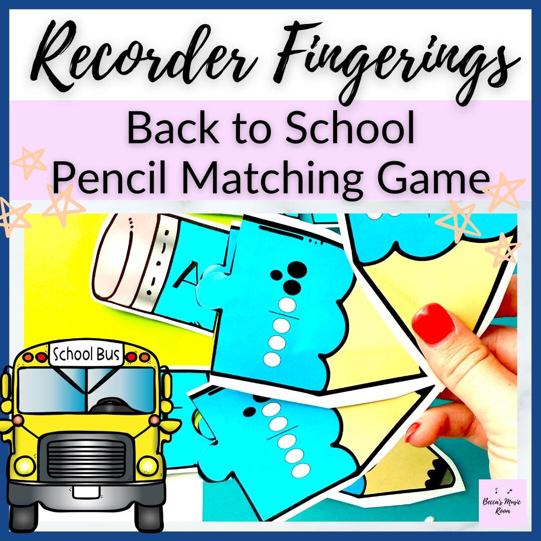 Recorder Fingerings Pencil + Crayon Matching Game for Back to School ...