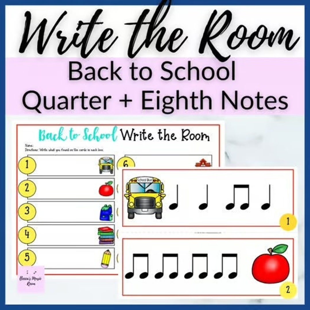 Quarter + Eighth Notes Back to School Rhythm Write the Room for Piano ...