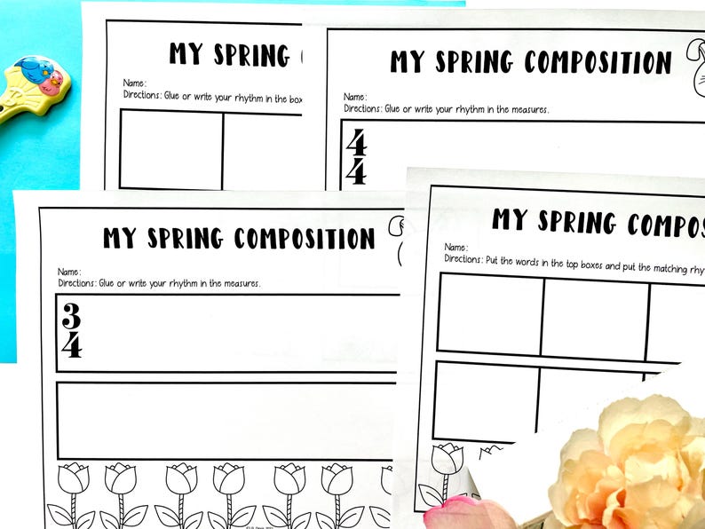 Spring Printable Rhythm Manipulatives + Composition Activity, Spring ...