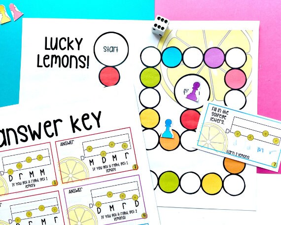 Lucky Lemons // Sol Mi La Printable AND Digital Board Game for Solfege ...