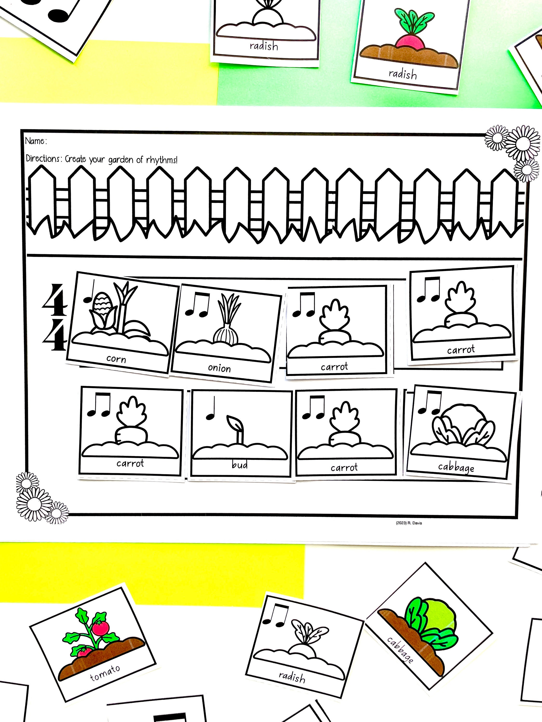 Vegetable Garden Printable Rhythm Manipulatives + Composition Activity ...