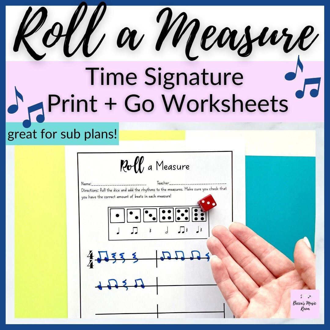 Roll a Measure Printable Time Signature Rhythm Worksheets for Piano ...
