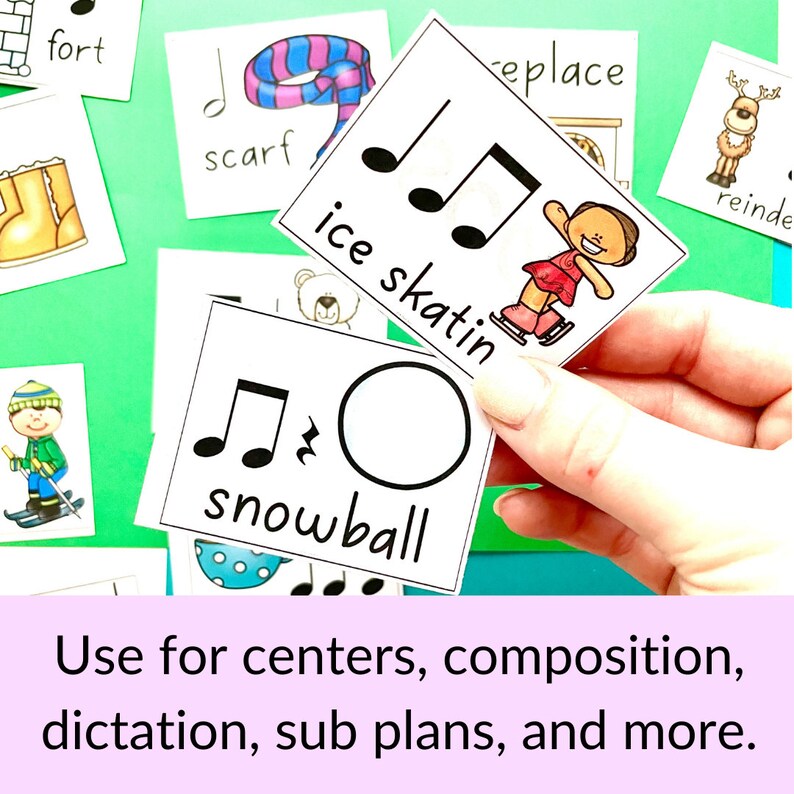 Winter Printable Rhythm Manipulatives + Composition Activity for Music ...