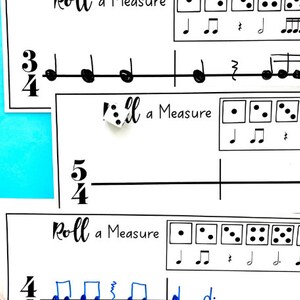 Roll a Measure Time Signature Game for Rhythm Music Centers for Piano ...