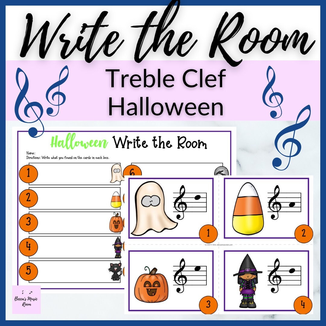 Halloween Treble Clef Write the Room for Elementary Music Lessons ...
