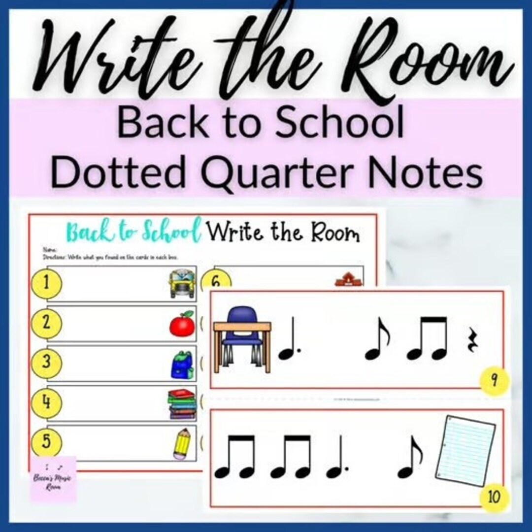 Dotted Quarter Note Back to School Rhythm Write the Room for Piano ...