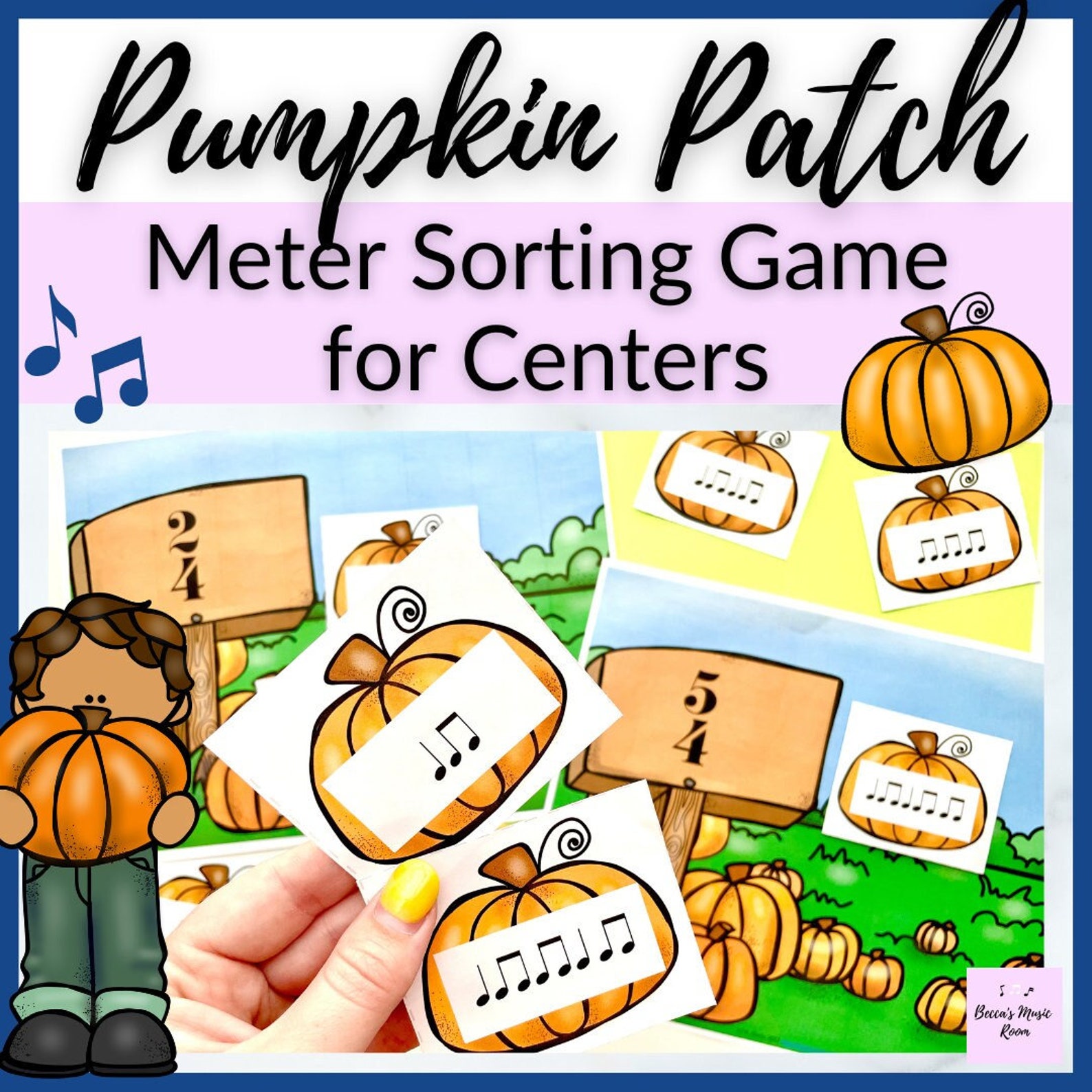 Fall Pumpkin Patch Meter Sort for Rhythm + Time Signatures for Piano ...
