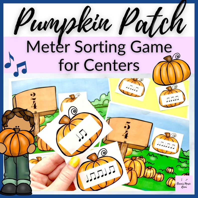 Fall Pumpkin Patch Meter Sort for Rhythm + Time Signatures for Piano ...