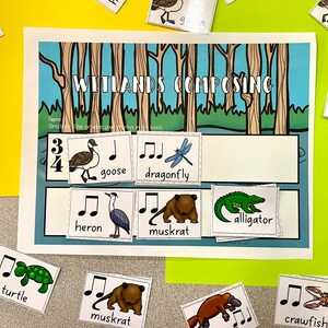 Wetland Animal Printable Rhythm Manipulatives Composition Activity for ...