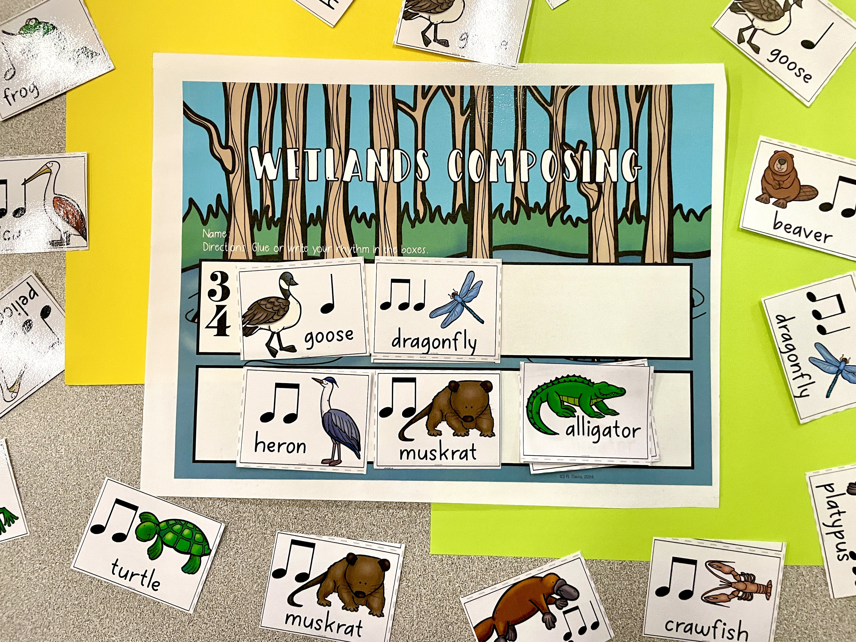 Wetland Animal Printable Rhythm Manipulatives + Composition Activity ...