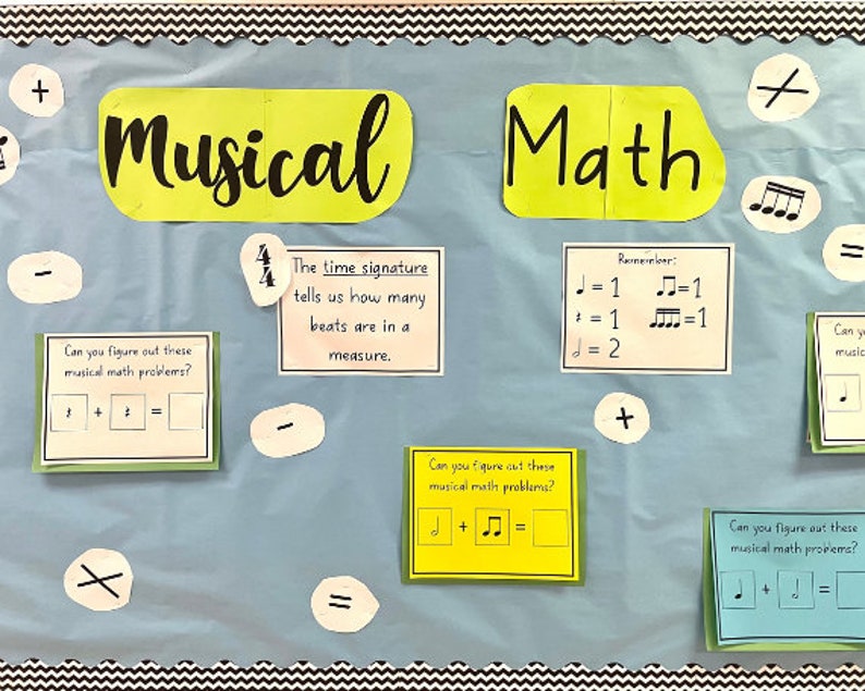 Musical Math Interactive Bulletin Board for Elementary Music, Band ...