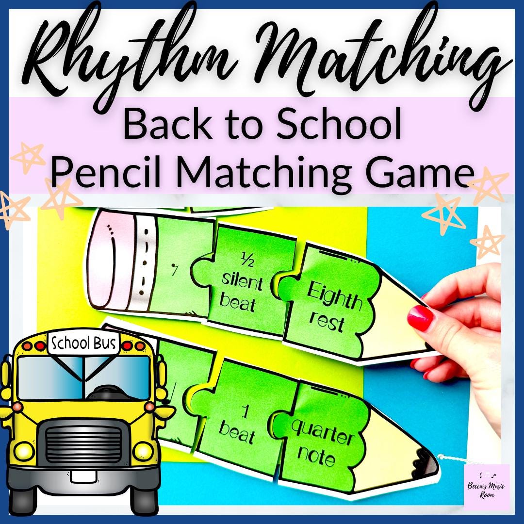 Rhythm Pencils Matching Game for Back to School Music Review in Music ...