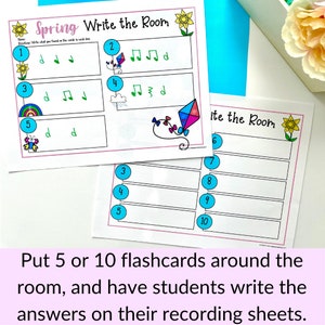 Spring Rhythm Write the Room for Dotted Quarter + Single Eighth Notes ...