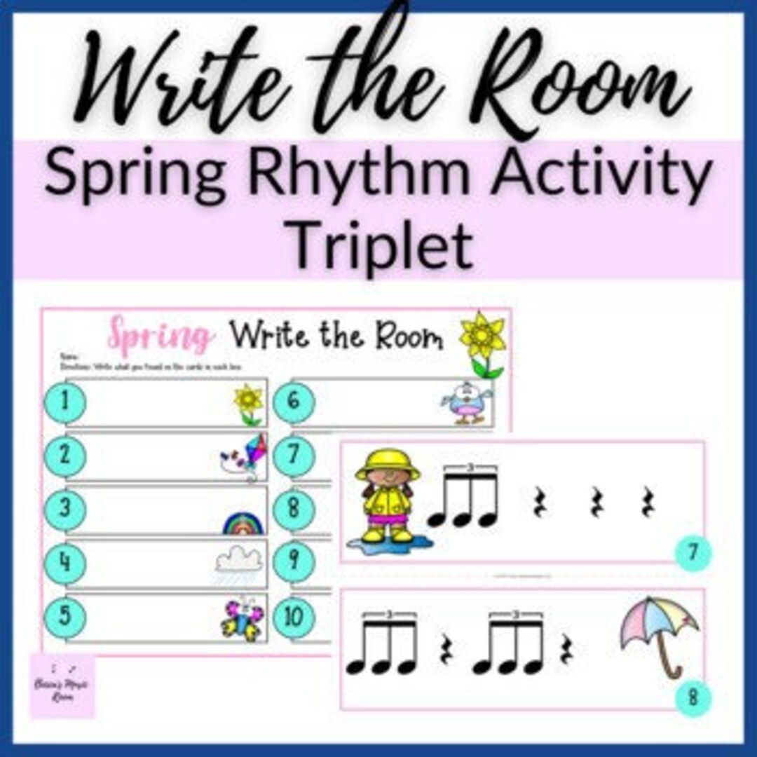 Spring Rhythm Write the Room for Triplet for Piano Lessons, Homeschool ...