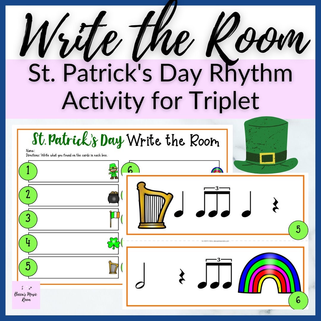 Triplet St. Patrick's Day Write the Room for Rhythm Patterns in Spring ...