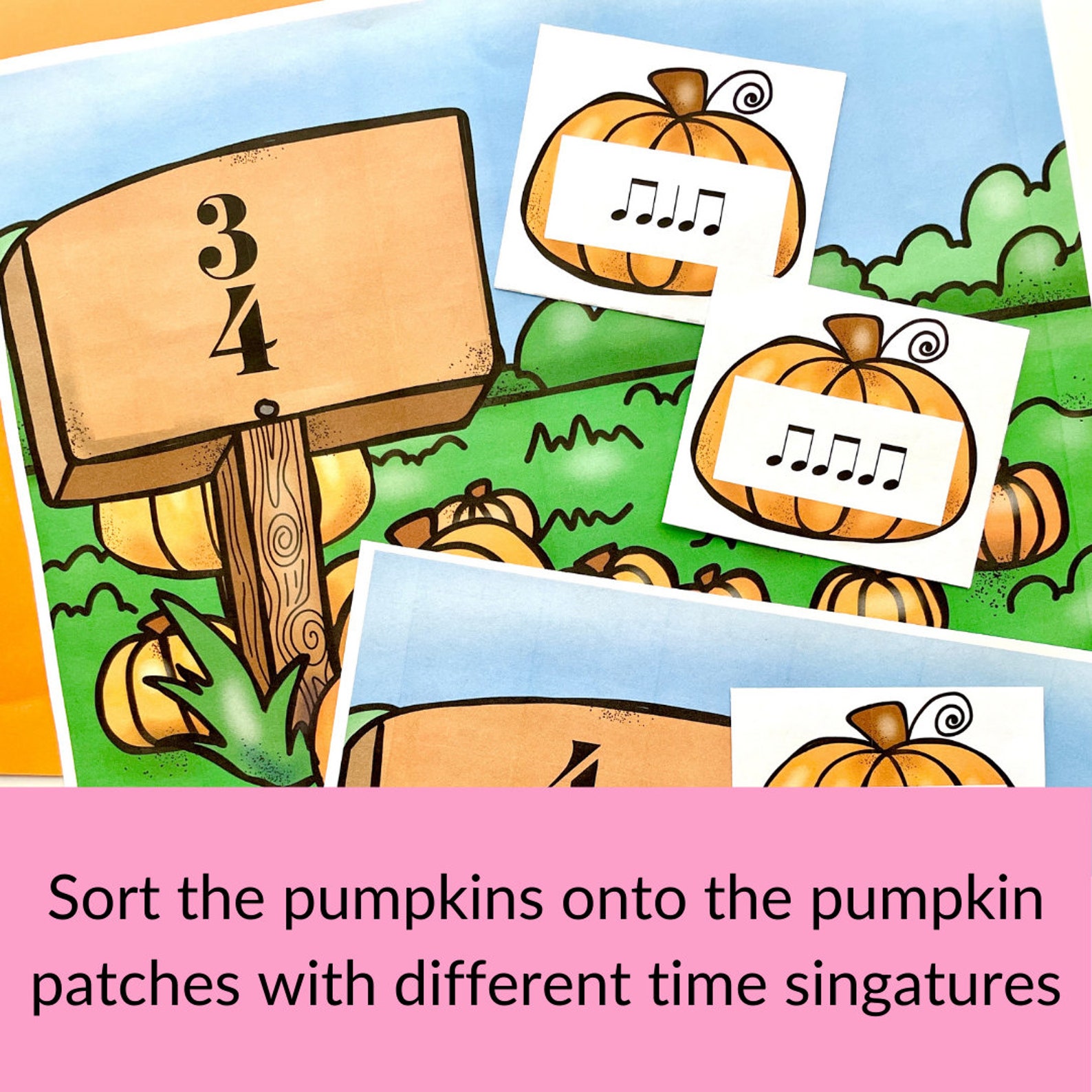 Fall Pumpkin Patch Meter Sort for Rhythm + Time Signatures for Piano ...