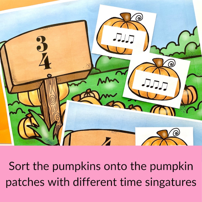 Fall Pumpkin Patch Meter Sort for Rhythm + Time Signatures for Piano ...
