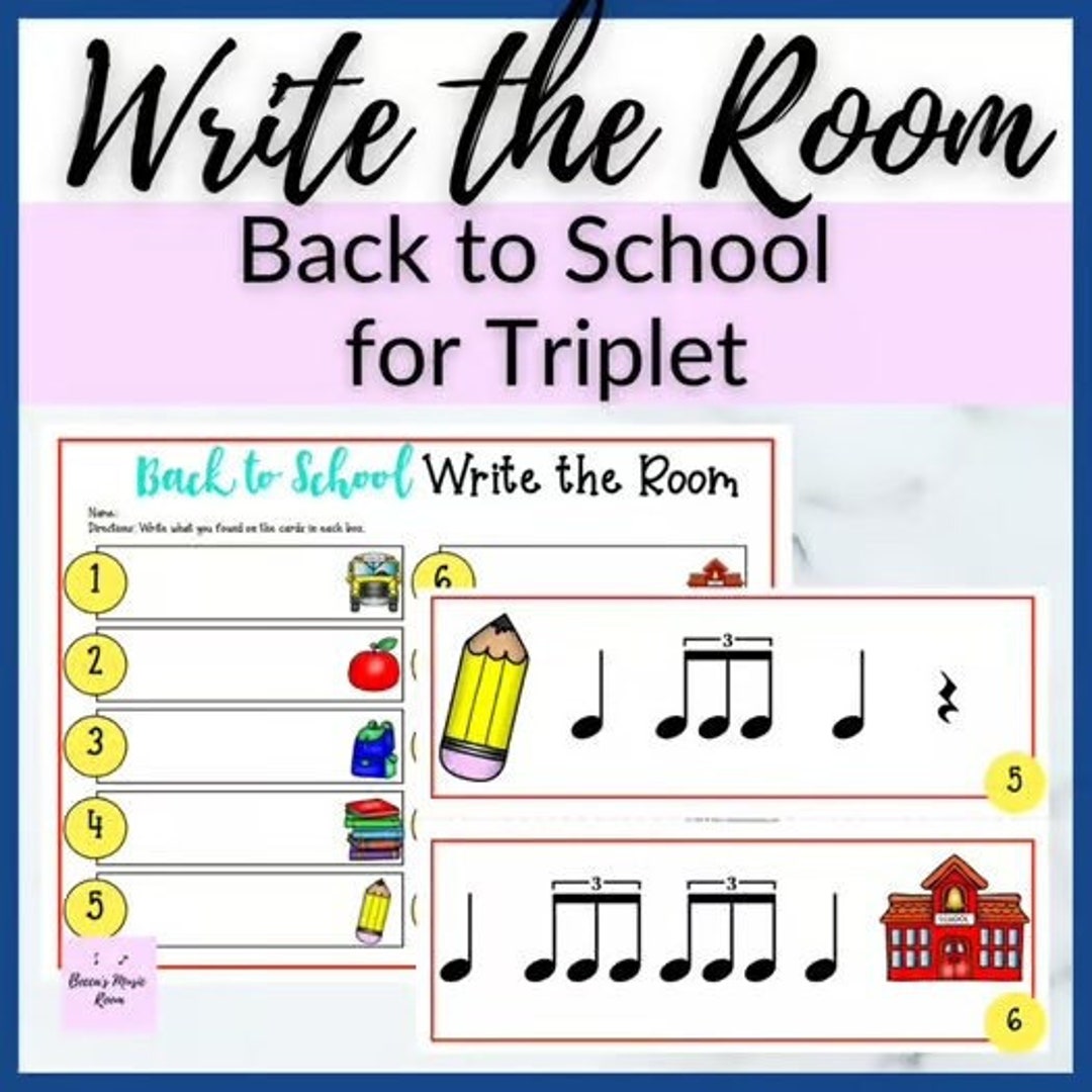 Triplet Back to School Rhythm Write the Room for Piano Lessons ...