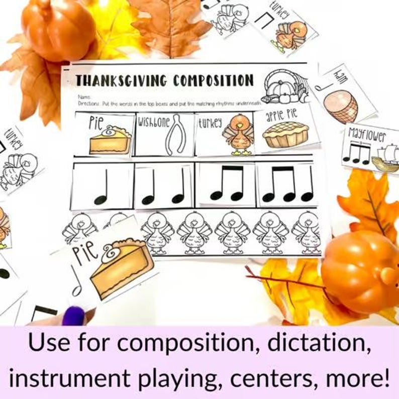Thanksgiving Printable Rhythm Manipulatives + Composition Activity for ...