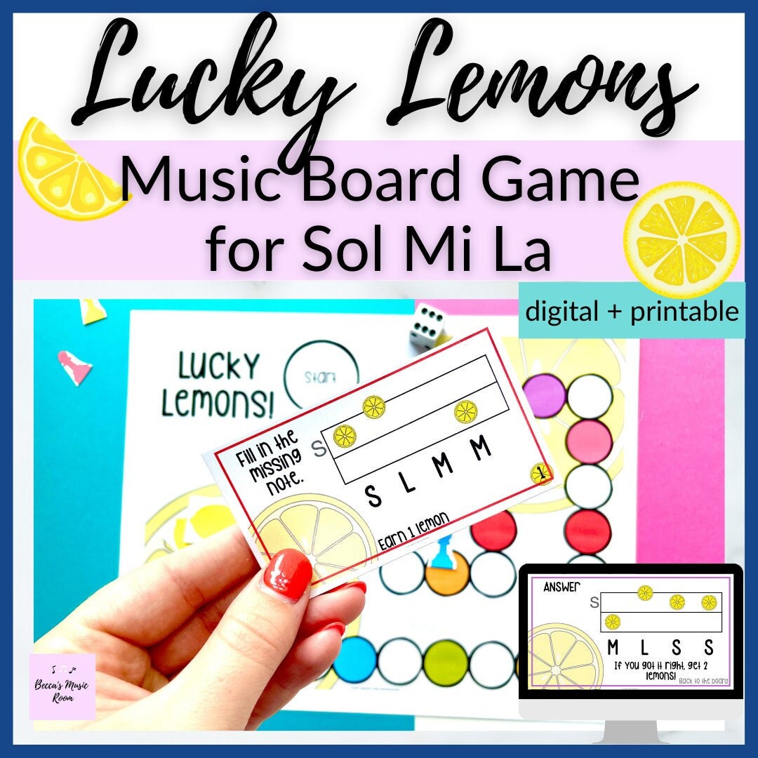 Lucky Lemons // Sol Mi La Printable AND Digital Board Game for Solfege ...