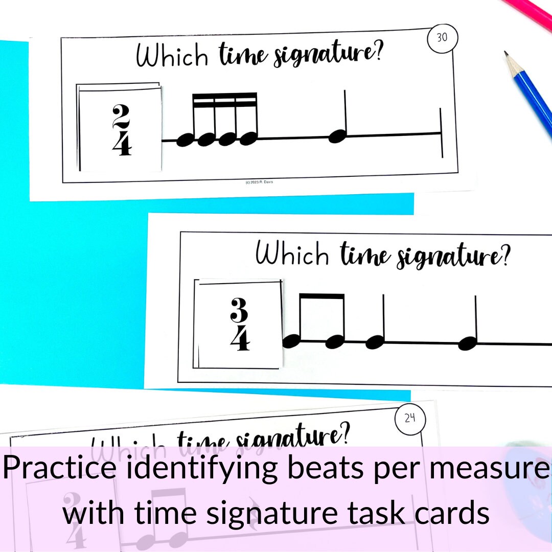Time Signature Task Card Game for Rhythm Elementary Music Centers for ...