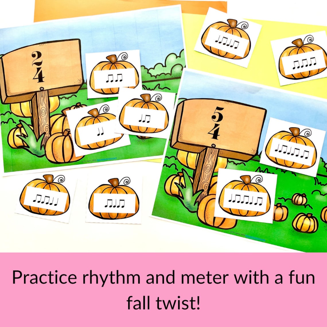 Fall Pumpkin Patch Meter Sort for Rhythm + Time Signatures for Piano ...
