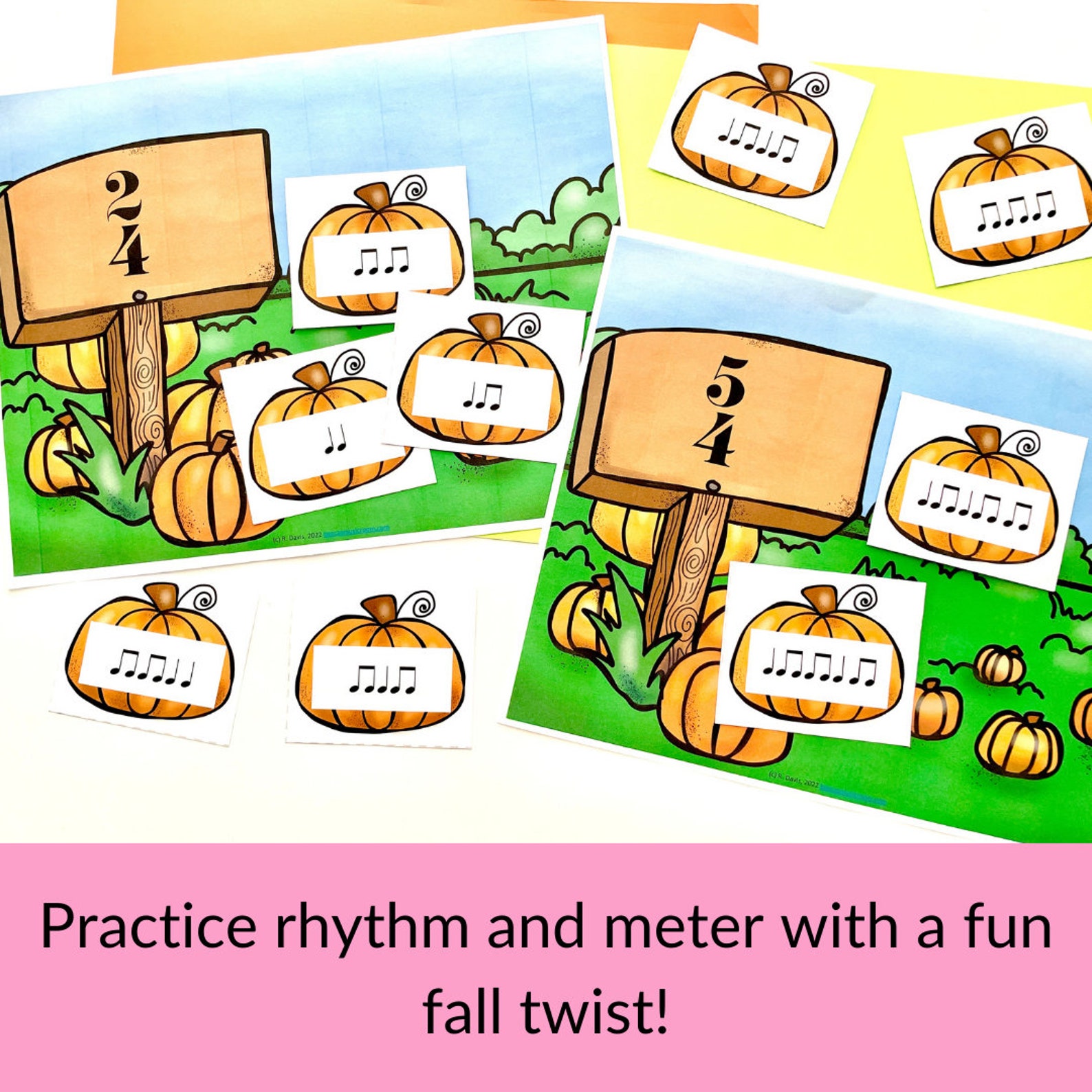 Fall Pumpkin Patch Meter Sort for Rhythm + Time Signatures for Piano ...