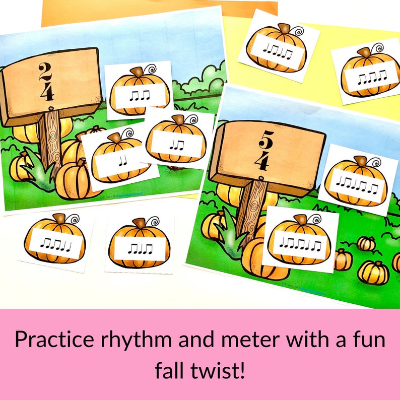 Fall Pumpkin Patch Meter Sort for Rhythm + Time Signatures for Piano ...