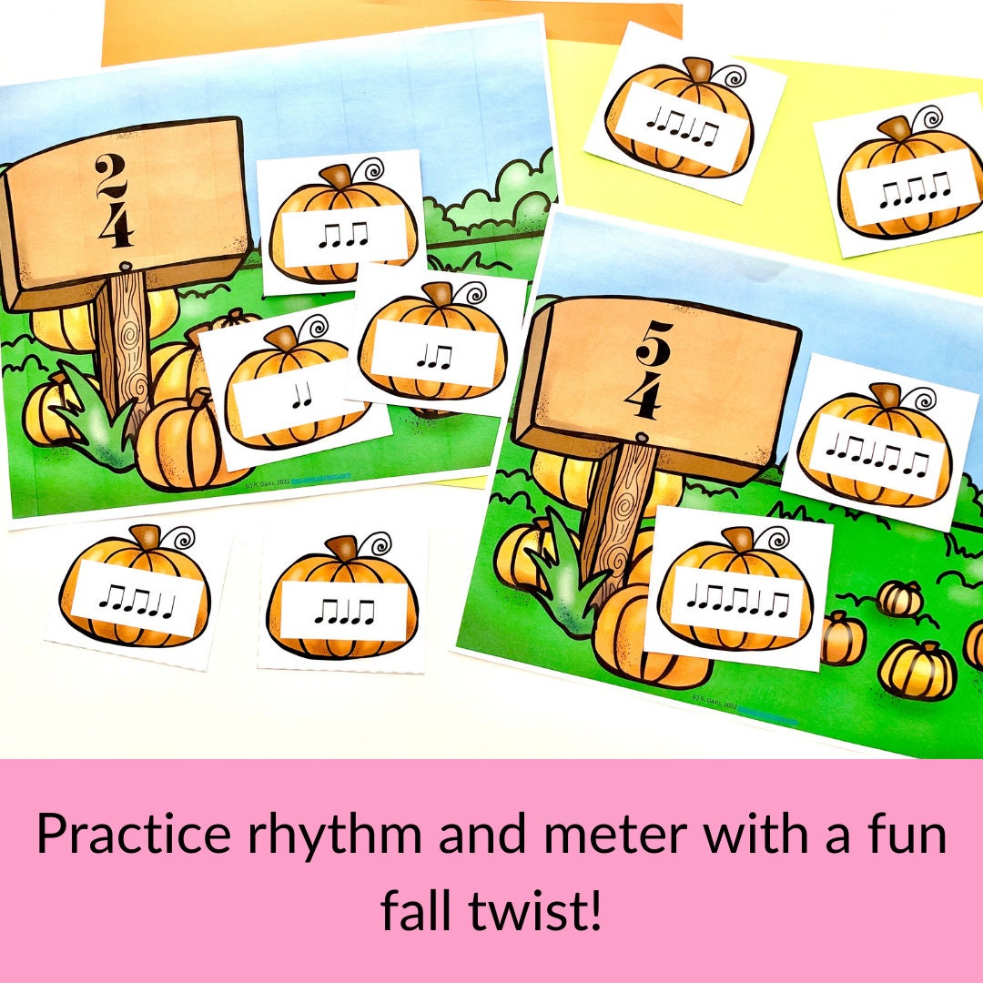 Fall Pumpkin Patch Meter Sort for Rhythm + Time Signatures for Piano ...