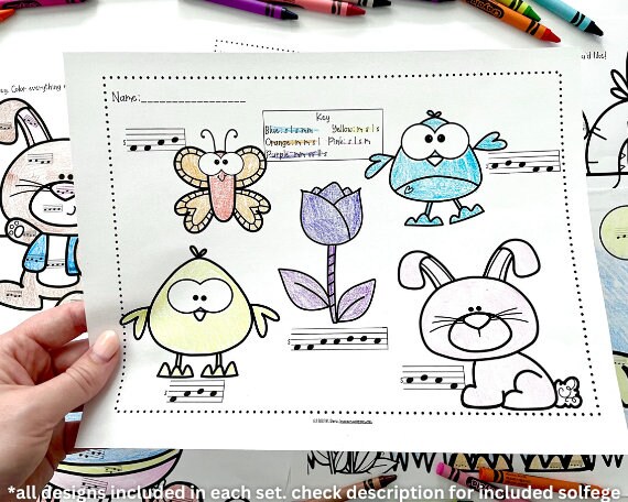 Sol Mi La Do Spring Color by Note Worksheets // Solfege Coloring Sheets ...